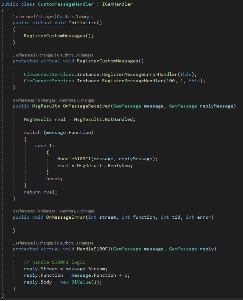 CIMControl Framework GEM Interface Custom Message Handling CIMControl Framework GEM Interface Custom Message Handling